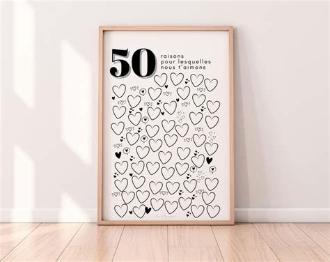Affiche 50 Raisons Pour Lesquelles Nous Taimons Etsy France