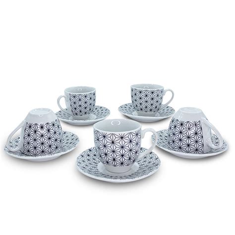 270052 Juego de 6 tazas de café con platillo mod ASTRO en porcelana blanca