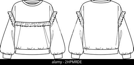 Boxy Oversized Fit T Shirt Flat Technical Drawing Illustration Short