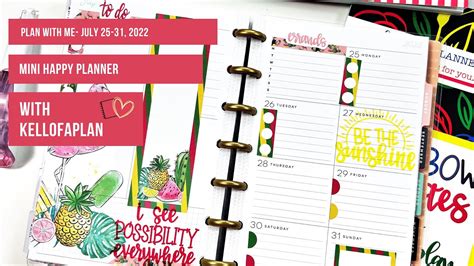 Plan With Me July 25 31 2022 Mini Happy Planner YouTube