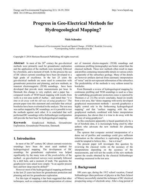 pdf progress in geo electrical methods for hydrogeological mapping