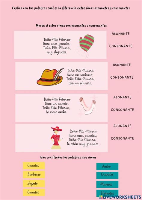 Rimas Asonantes Y Consonantes Worksheet