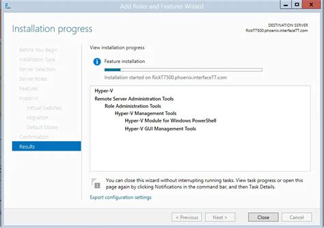 Comment installer le rôle Hyper V dans Windows Server Interface