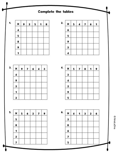 Times Tables Free Printable Mixed Up Multiplication Table Worksheet