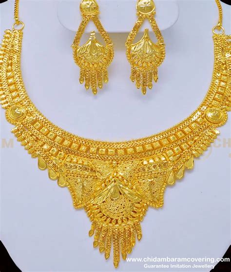 Buy Traditional Wedding Gold Necklace Design 2 Gram Gold Necklace Set