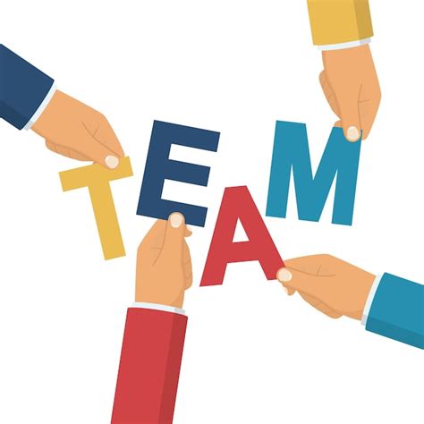 Equipo Trabajo En Equipo De Empresarios Tiene En La Mano Vector Premium