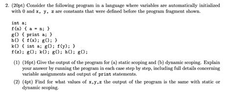 solved 2 20pt consider the following program in a
