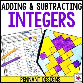 Adding And Subtracting Integers Coloring Activity Worksheet Tpt