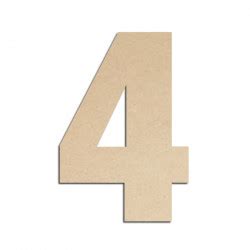 Chiffre en bois 4 à peindre police basic Lettre bois