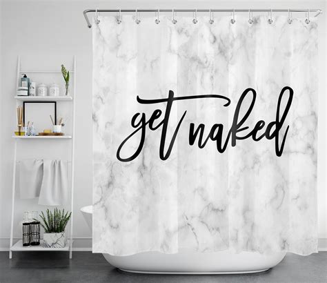 Hvest Get Naked Shower Curtains For Bathroom Funny Quotes On Grey