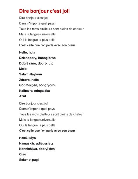 Dire Bonjour 4to Dire Bonjour C Est Joli Dire Bonjour C Est Joli Dans