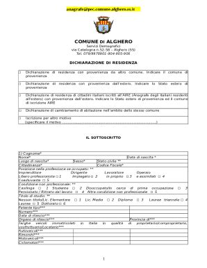 Dichiarazione Di Residenza Comune Di Monfalcone Doc Template PdfFiller