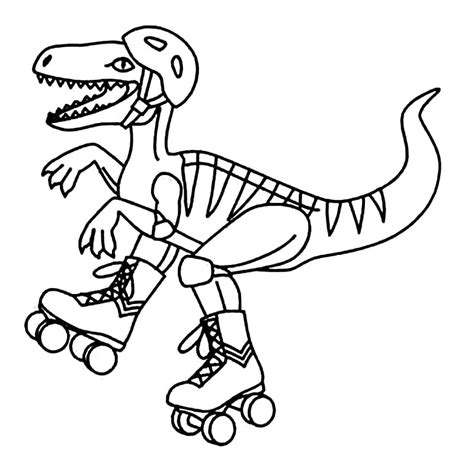 Dinosaur On Roller Skates Coloring Page Free Printable Coloring Pages