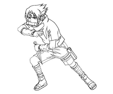 Pequeño Uchiha Sasuke Luchando para colorear imprimir e dibujar