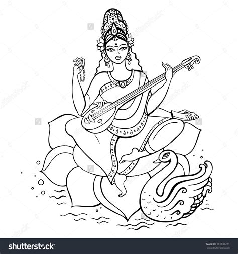 Saraswati Sketch At Paintingvalley Explore Collection Of