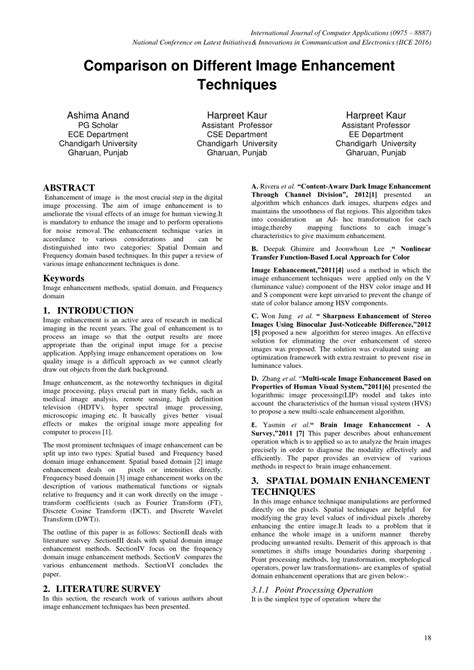 pdf comparison on different image enhancement techniques