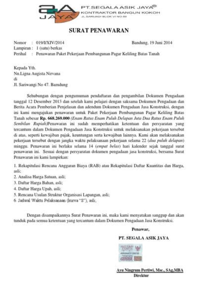 Contoh Surat Penawaran Harga Yang Benar Dan Tips Membuatnya