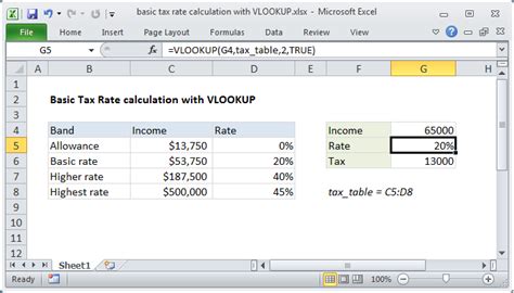 excel formula basic tax rate calculation with vlookup exceljet