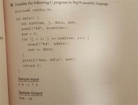 Solved Translate The Following C Program To Pep Assembly Chegg