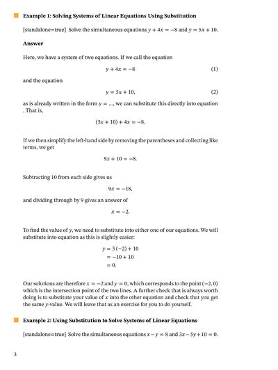 lesson solving systems of linear equations using substitution nagwa