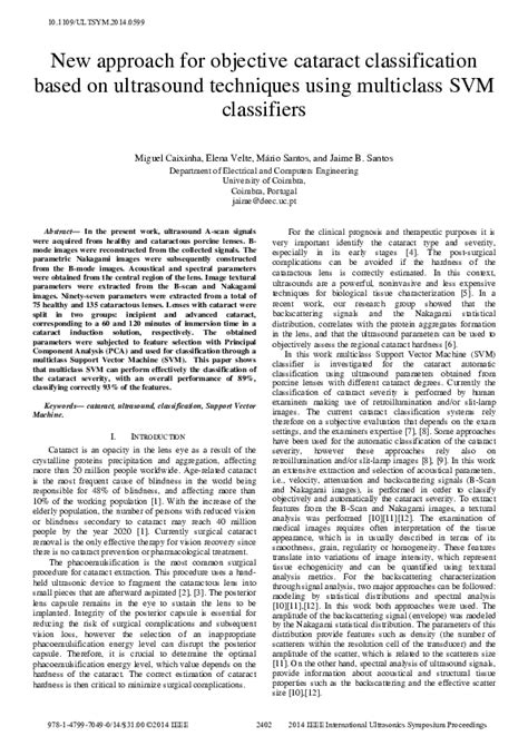 pdf new approach for objective cataract classification based on ultrasound techniques using