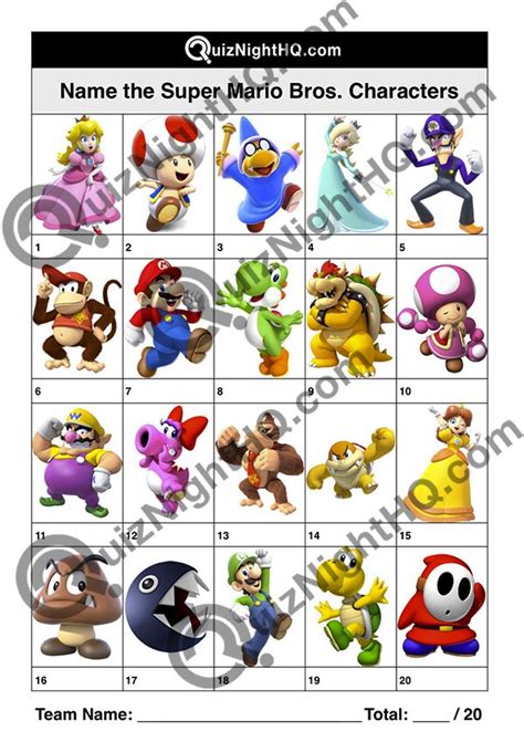 Super Mario Characters Names And Pictures