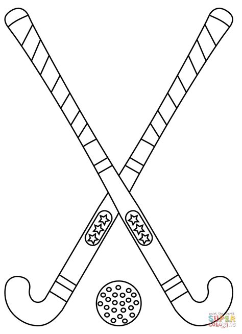 Dibujo de Palo y pelota de hockey sobre césped para colorear Dibujos