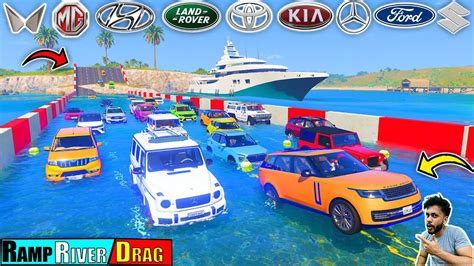 GTA 5 Indian Suv And Super Suv Cars Ramp Water River Off Road Drag Race