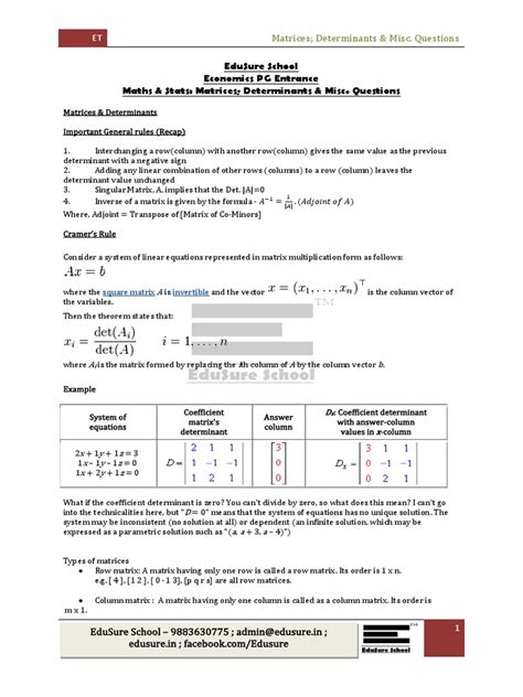 matrix pdf matrix mathematics determinant
