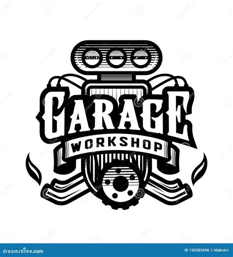 Garage Workshop Car Logo Emblem Vector Illustration Stock Vector