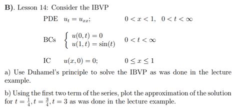 Solved Consider The Ibvp Pde Ut Uxx