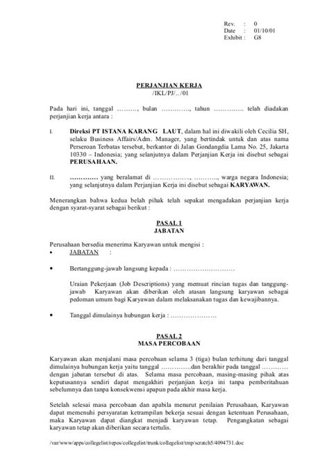 Contoh Surat Perjanjian Kerja Terbaik Mudah Dan Gratis