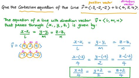 question video converting the given form of an equation of a straight line to cartesian form