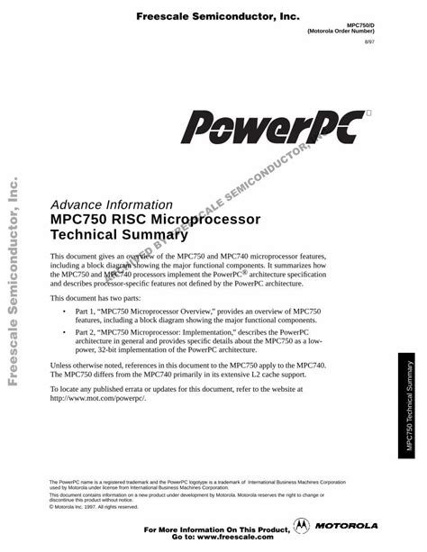 pdf advance information mpc750 risc microprocessor technical · mpc750 risc microprocessor