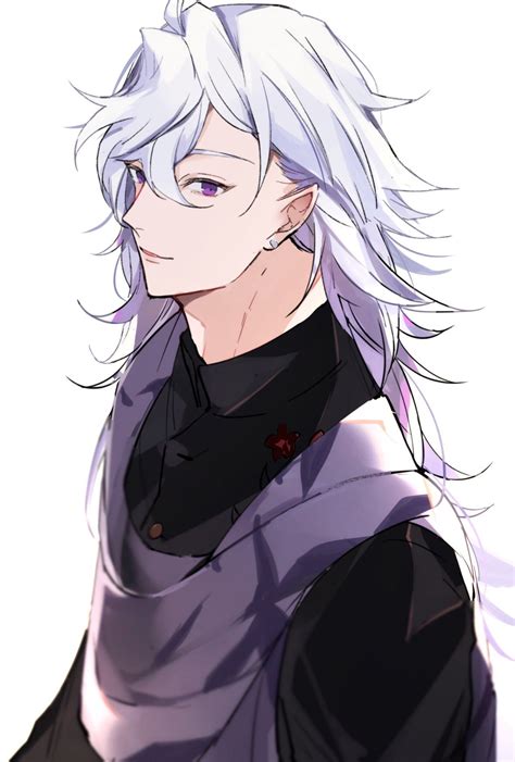 結 on White hair anime guy Cute anime guys Character design inspiration