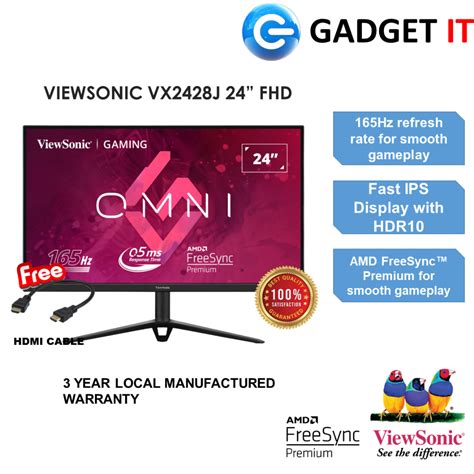 VIEWSONIC VX2428J 24 FHD GAMING MONITOR 165Hz REFRESH RATE 1ms IPS