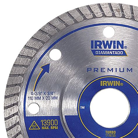 Disco Diamantado Turbo Especial Porcelanato 4 3 8 Pol 110 Mm IRWIN