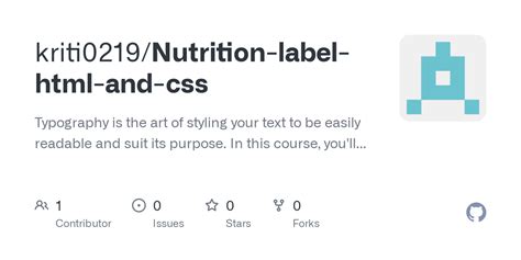 Github Kriti Nutrition Label Html And Css Typography Is The Art
