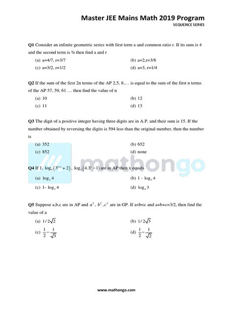 assignment 1 sequence series mathongo pdf summation mathematical notation