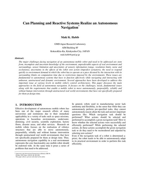 pdf can planning and reactive systems realize an autonomous navigation