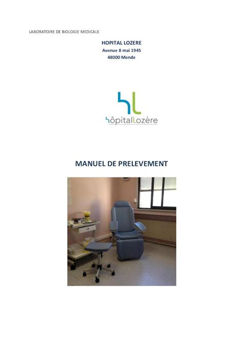 PDF MANUEL DE PRELEVEMENT Laboratoire De Biologie Medicale Hopital