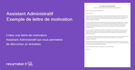 Assistant Administratif Exemple De Lettre De Motivation Pour 2024