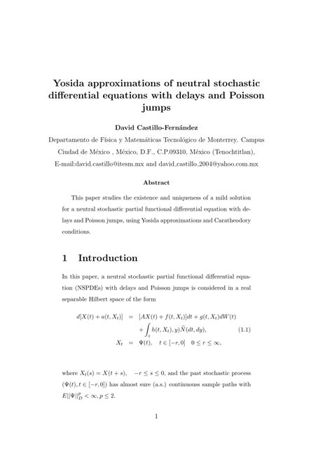 pdf yosida approximations of neutral stochastic differential equations with delays and poisson