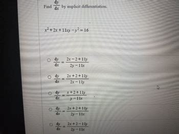 Answered Find Dy Dx By Implicit Differentiation Bartleby