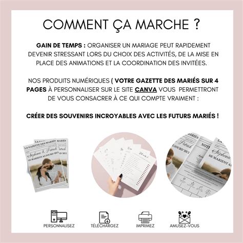 Gazette des Mariés et 20 Jeux de Mariage à personnaliser sur Canva à