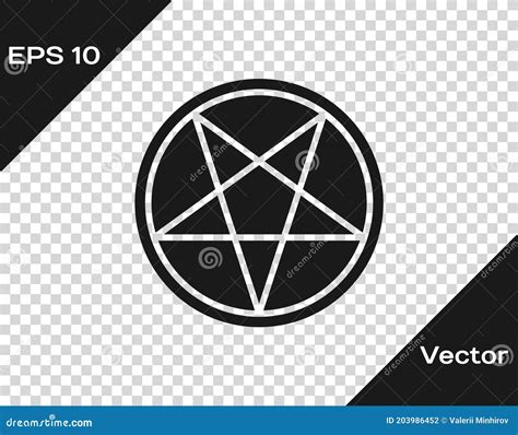 Black Pentagram In A Circle Icon Isolated On Transparent Background