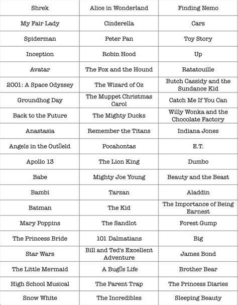 Printable Movie Charades Printable Word Searches