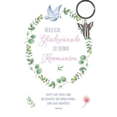 Gl Ckwunschkarte Mit Engel Schl Sselanh Nger Herzliche Gl Ckw Nsche