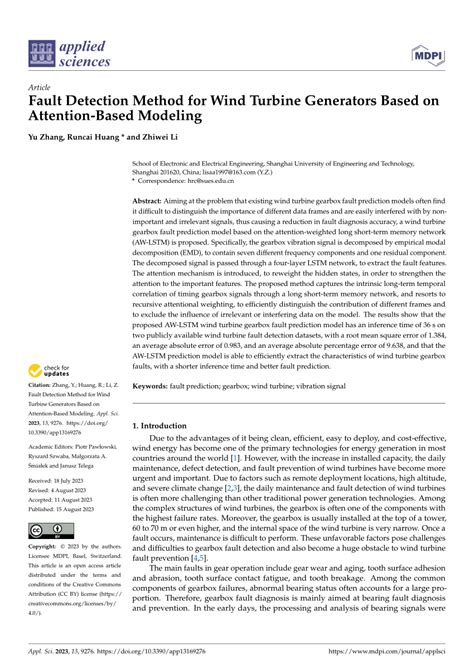 pdf fault detection method for wind turbine generators based on attention based modeling