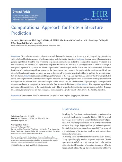 pdf computational approach for protein structure prediction